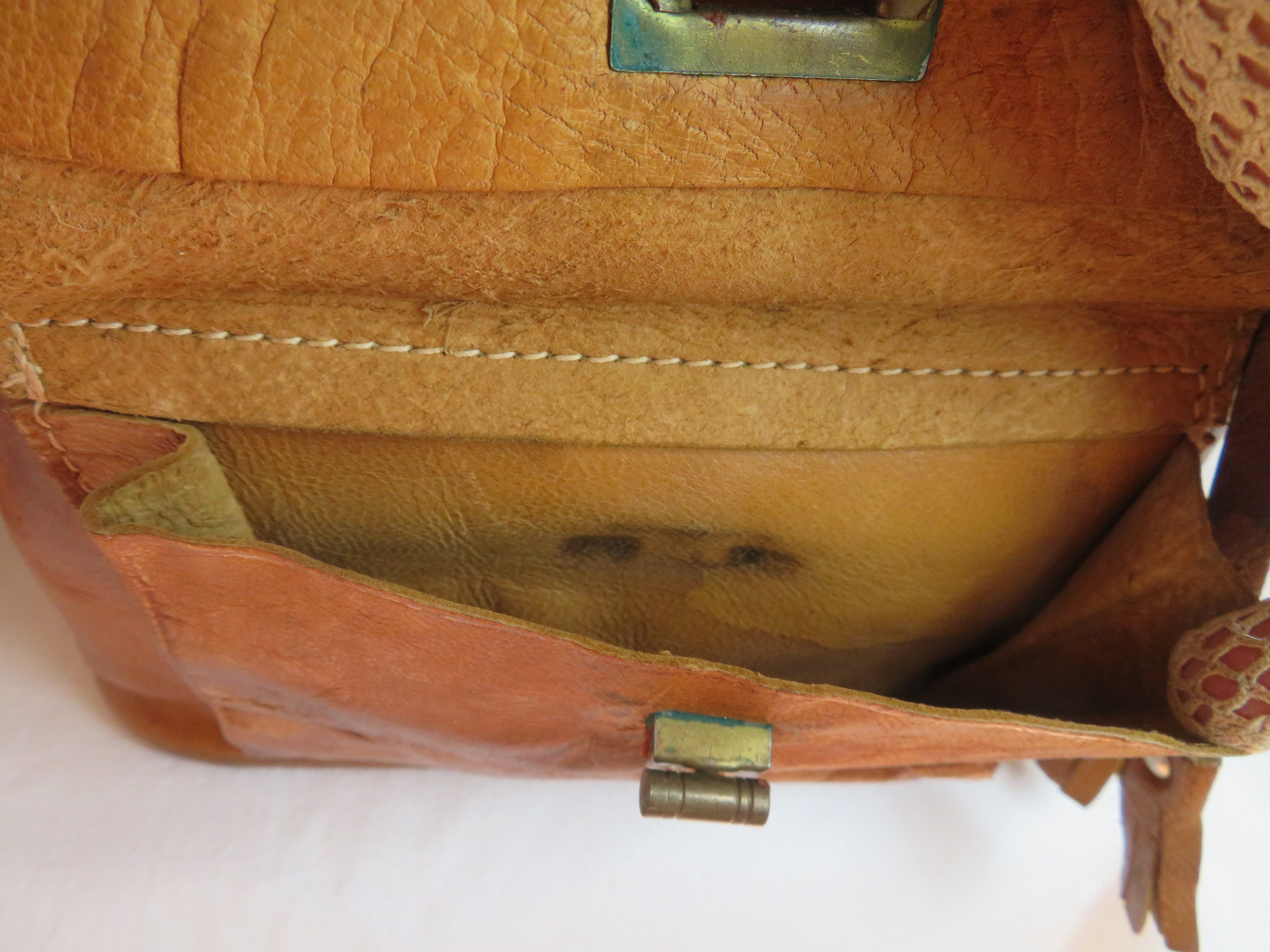 Antique Brown Leather Bag, Pyramid Leather Handbag, Drawstring Bag ...