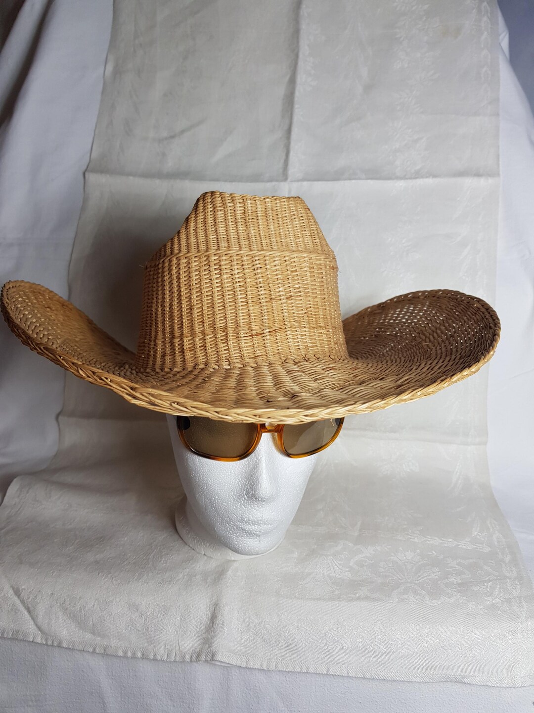 Vintage Woven Hat Made of Solid Willow, Cowboy Cowgirl Hat, Rodeo Hat ...