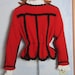Original Vintage 40s 50s Hand Knitted Cardigan Red Black Wool Crocheted ...