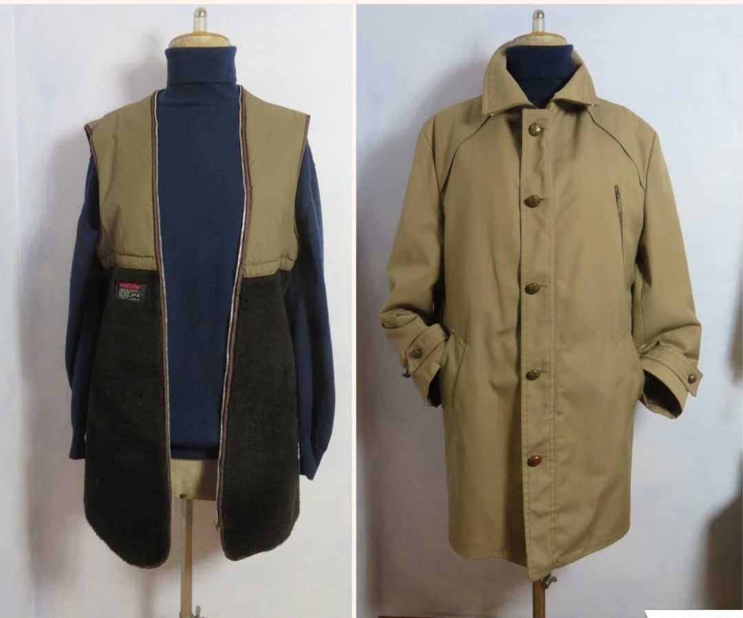 70s Pile Lining Work Coat Water-repellent Diolen Lined Warm Men's Size ...
