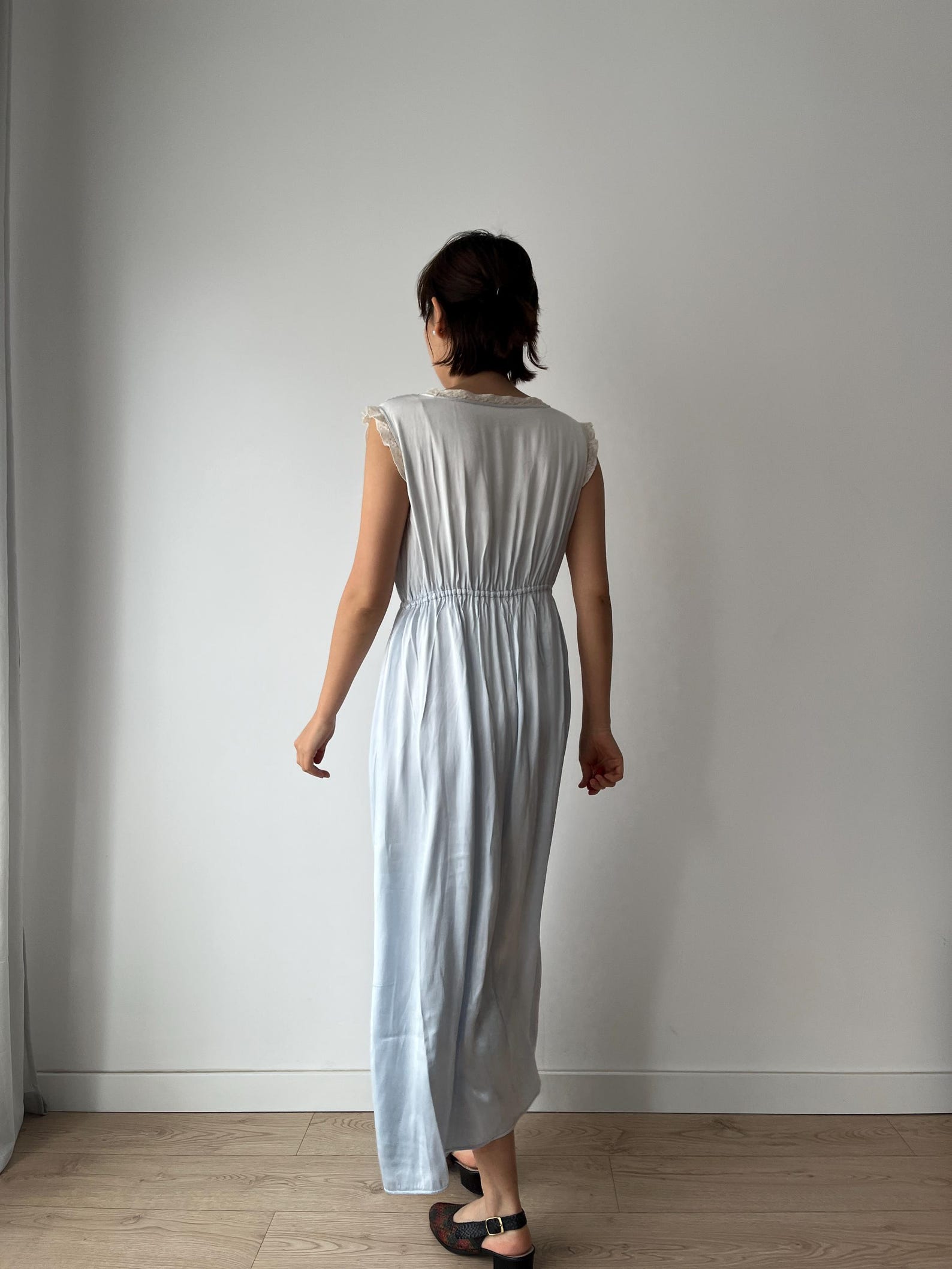1940s Antique Bias Cut Negligee Pure Silk Liquid Satin Lace Nightgown ...