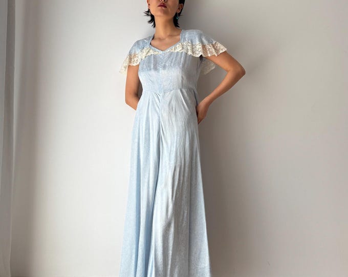 1940s Antique Bias Cut Negligee Pure Silk Satin Embroidered Nightgown ...