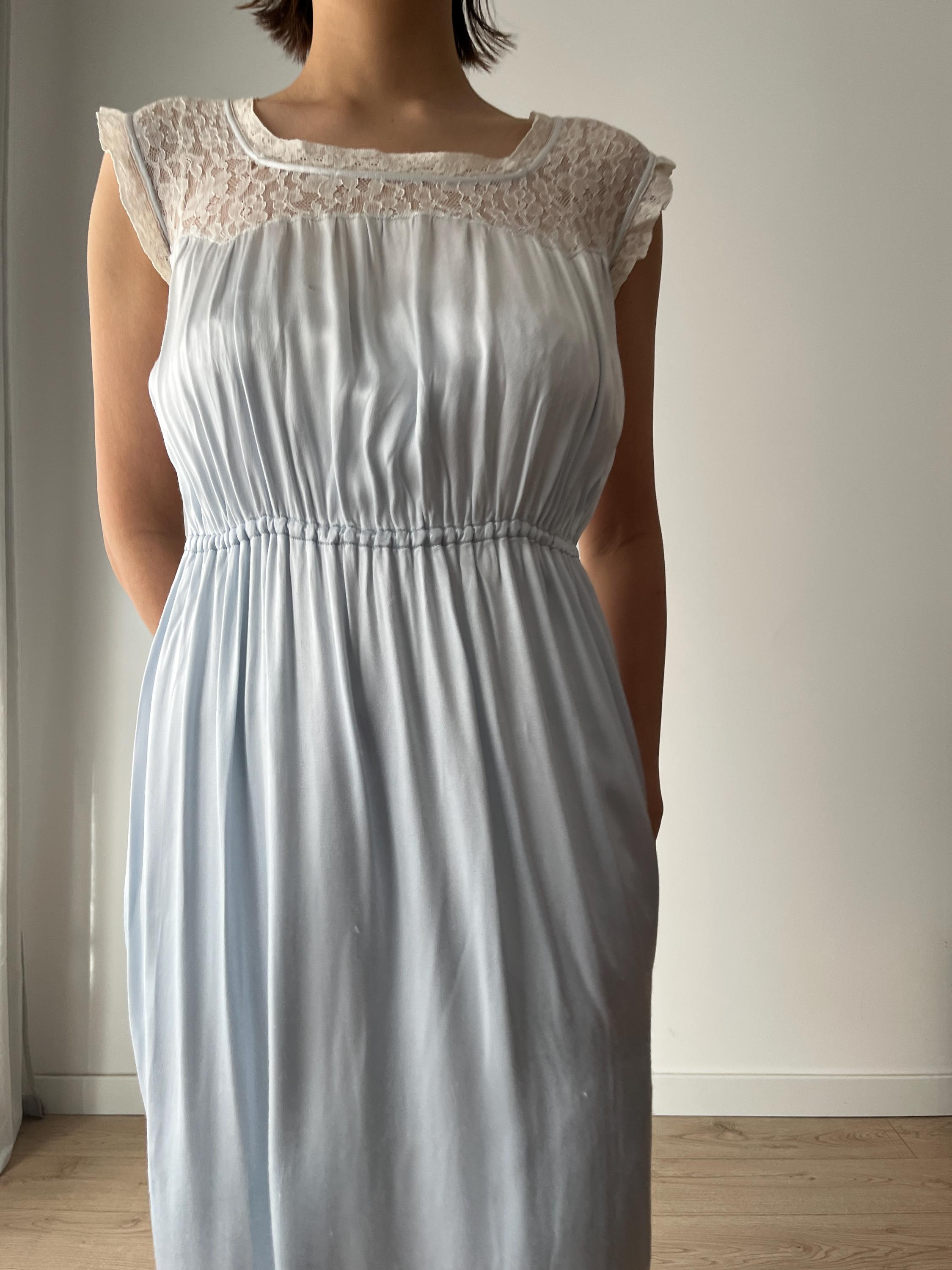 1940s Antique Bias Cut Negligee Pure Silk Liquid Satin Lace Nightgown ...