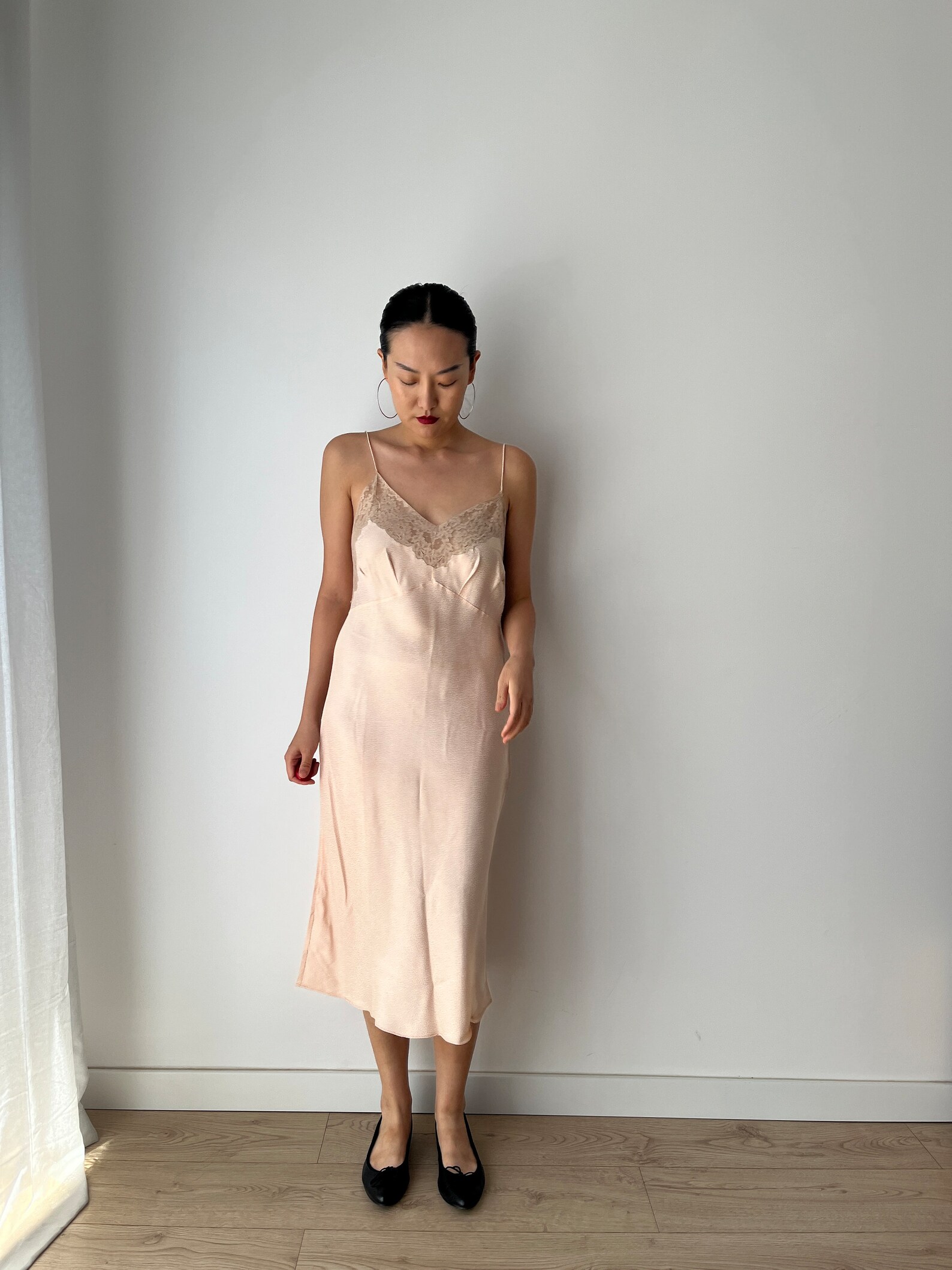 1950s Vintage Rayon Slip Dress, Pastel Pink Lace Camisole, Retro 50s ...