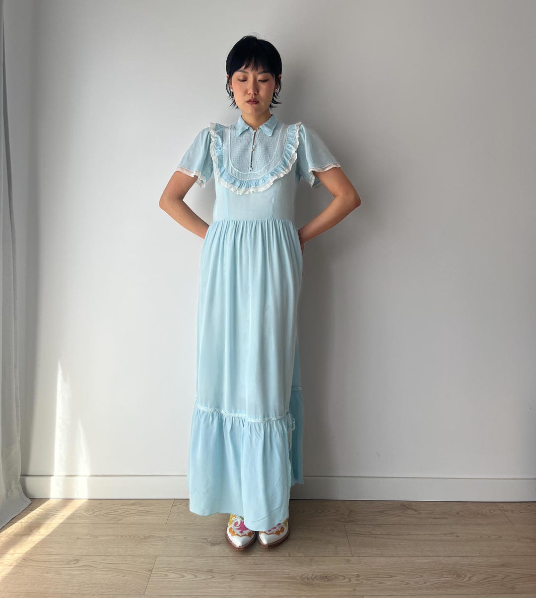 1940s Antique Negligee Pure Silk Liquid Satin Lace Nightgown, 1930s ...