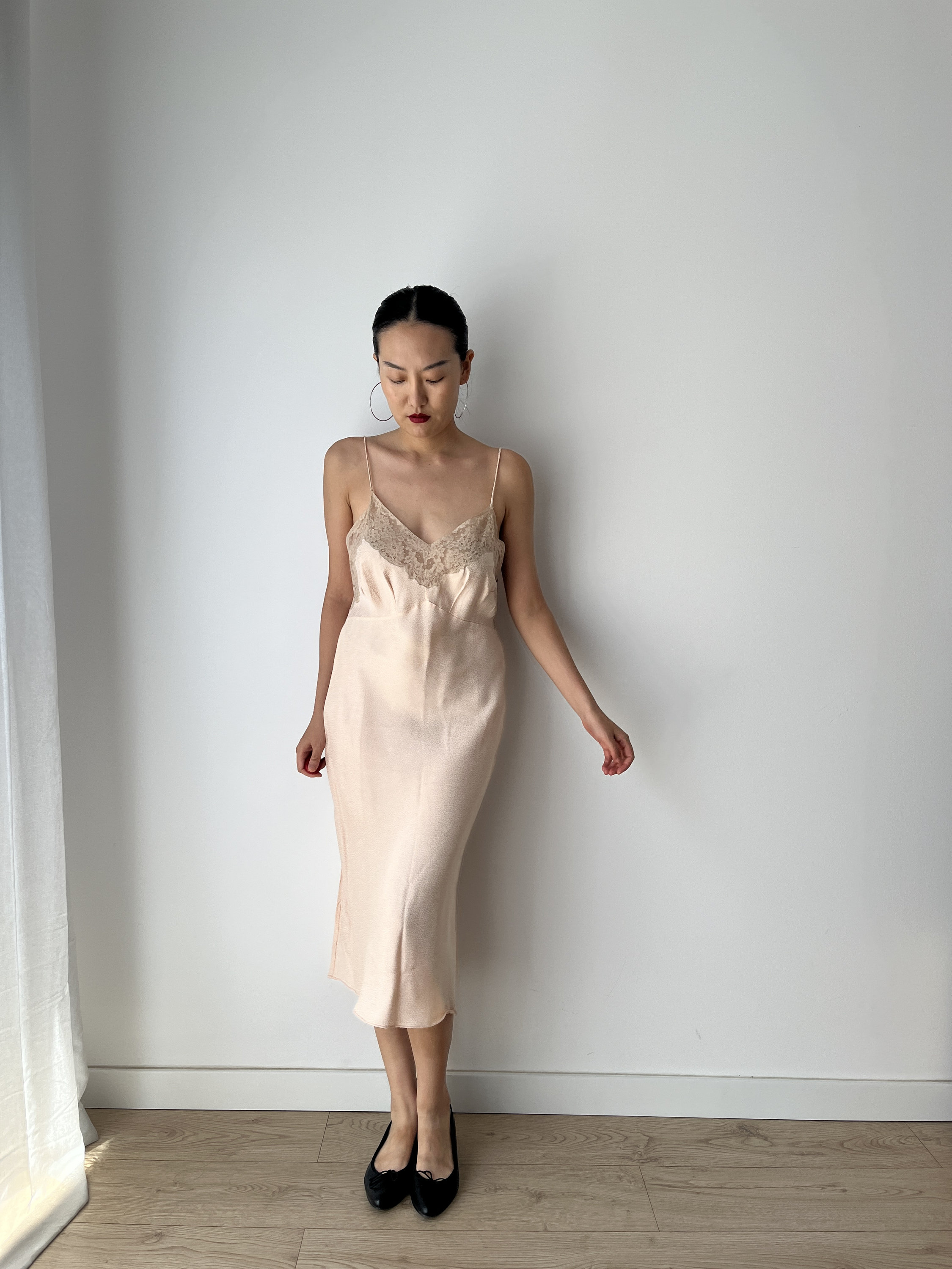 1950s Vintage Rayon Slip Dress, Pastel Pink Lace Camisole, Retro 50s ...