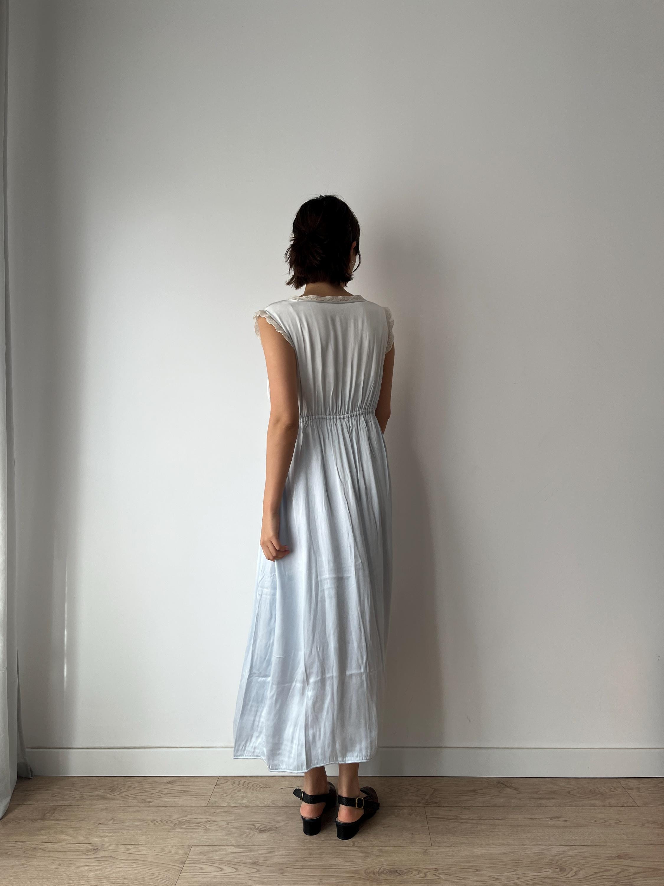 1940s Antique Bias Cut Negligee Pure Silk Liquid Satin Lace Nightgown ...