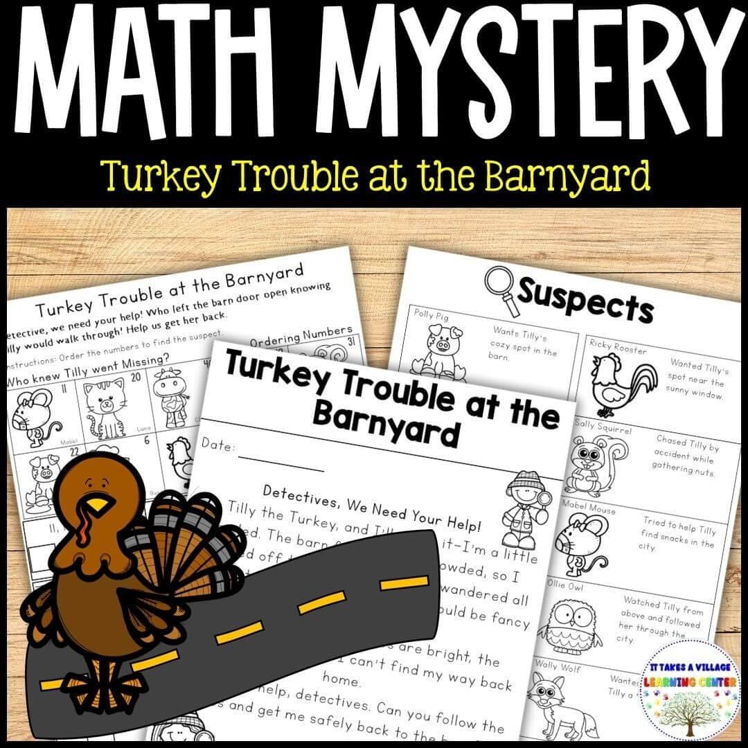 Thanksgiving Math Mystery for 1st Grade Turkey Activities, Fun Math ...