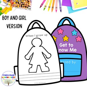 All About Me Back to School Kindergarten Crafts Backpack Get to Know Me ...