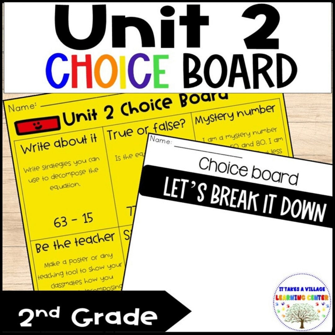 2nd Grade Math, Choice Board, Early Finishers, Activity Board, Math ...