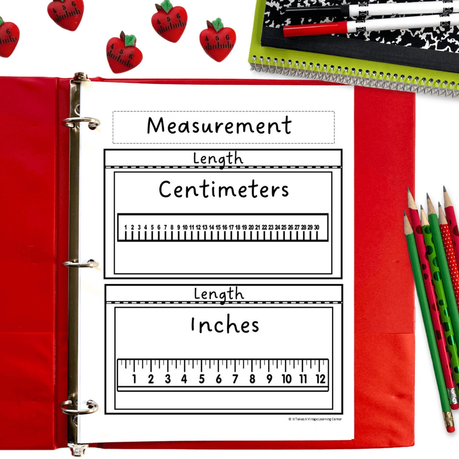 2nd Grade Math, Measurement Practice, Interactive Notebook, Measuring ...