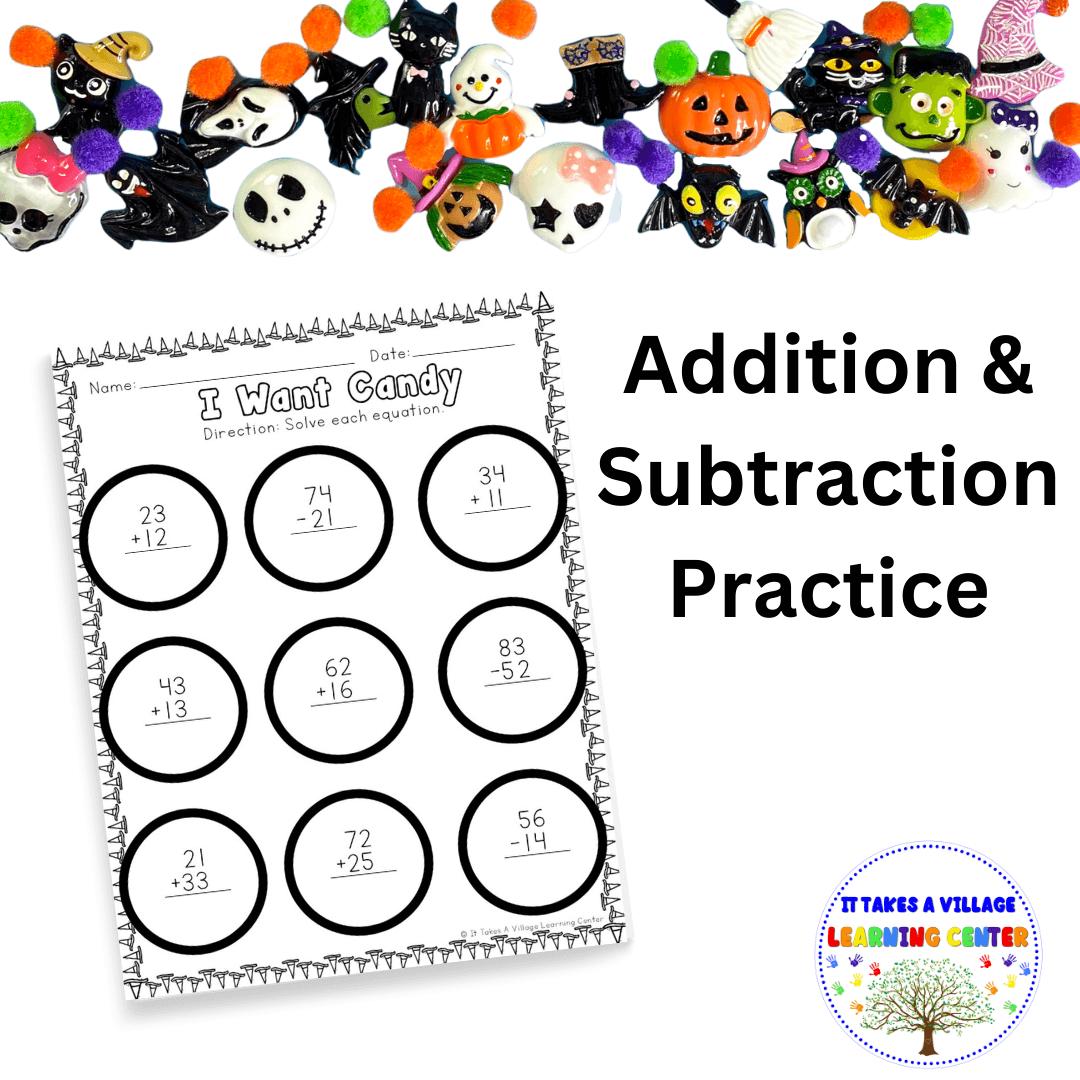 Hojas De Trabajo De Matemáticas De Halloween Para Primer Grado