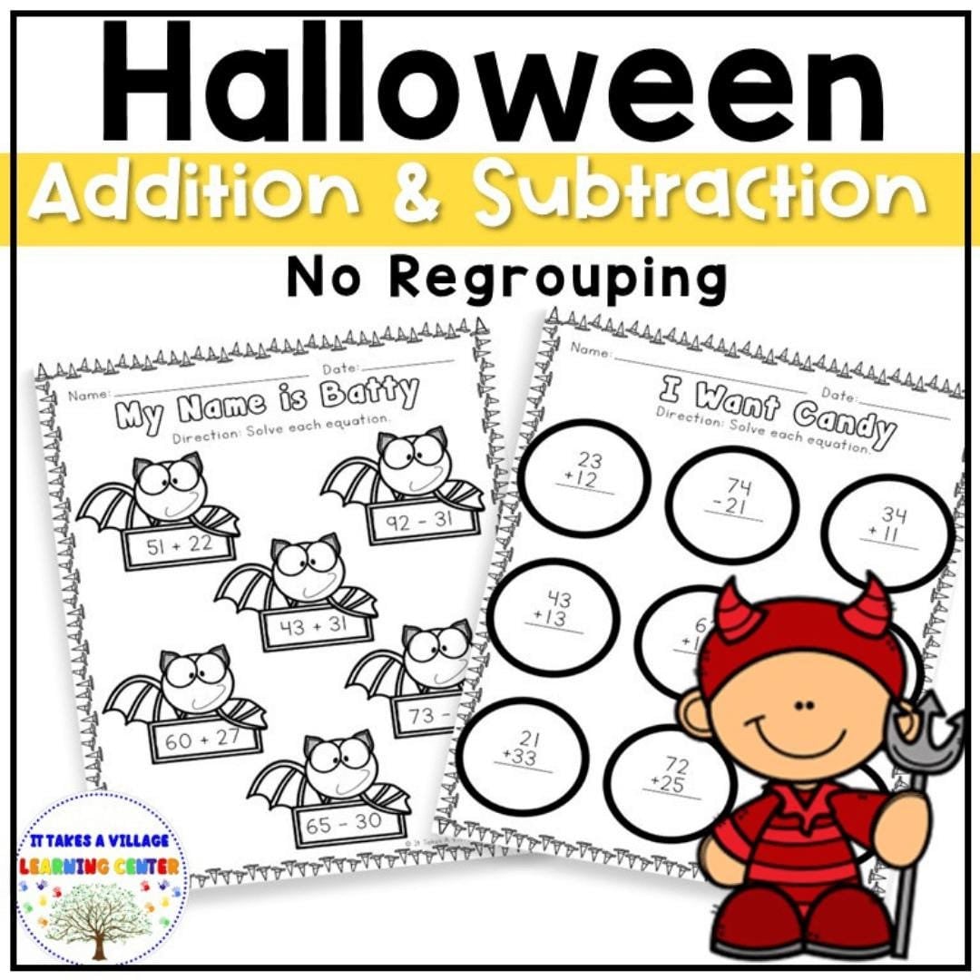 Halloween Addition & Subtraction Worksheets, 1st Grade Math Fun, Fall ...