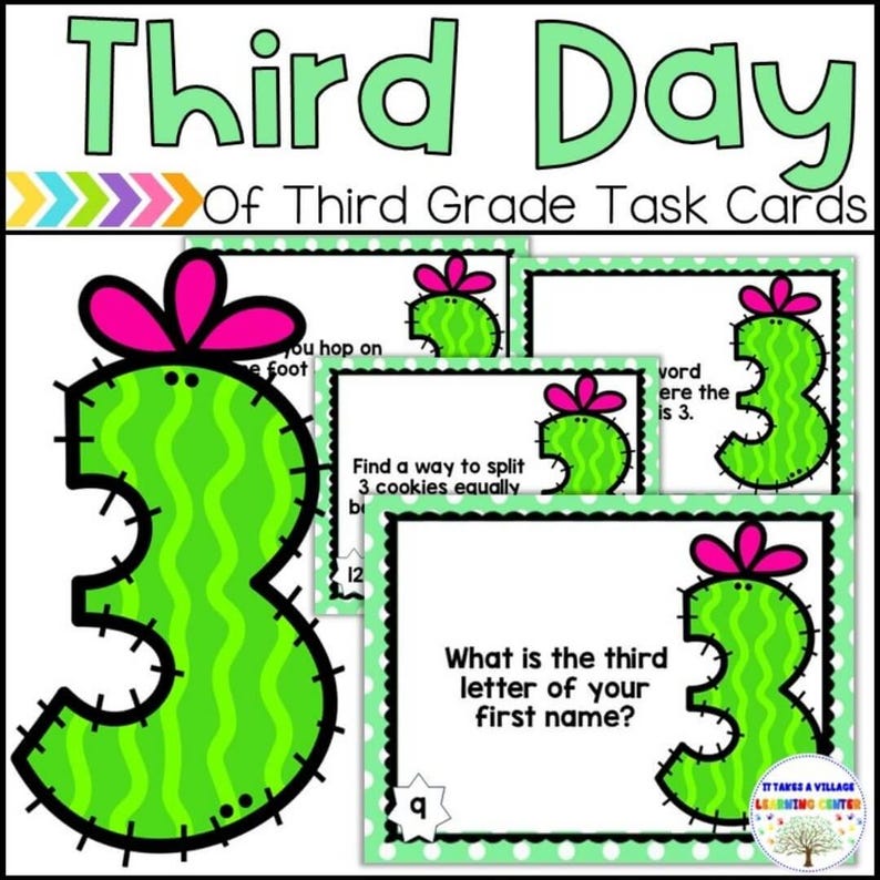 3rd Grade Day Task Cards: March 3rd Activities - Etsy