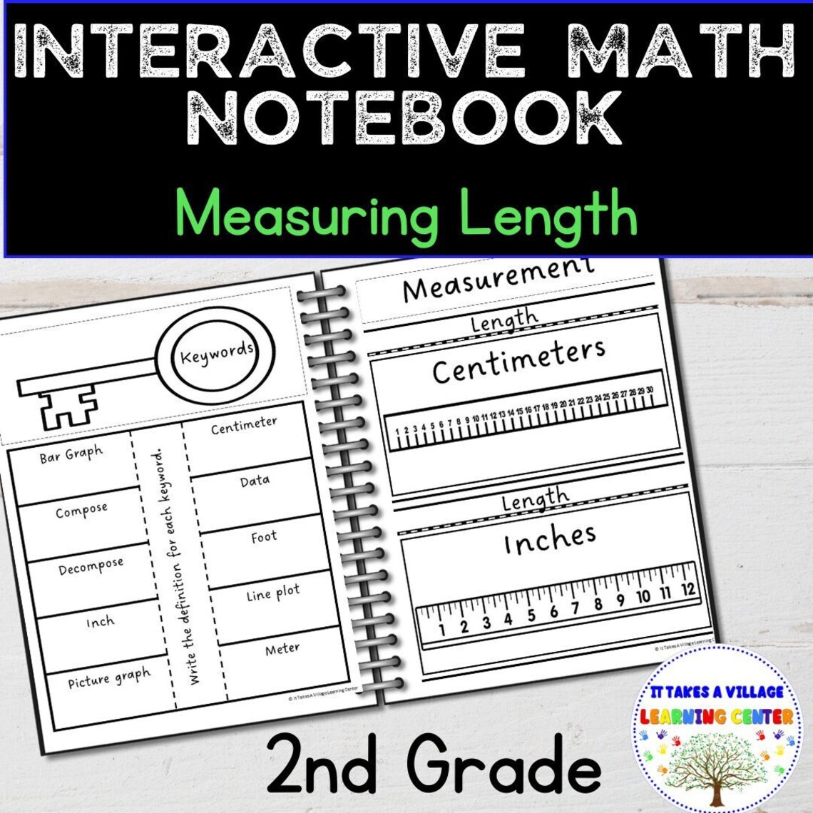 2nd Grade Math, Measurement Practice, Interactive Notebook, Measuring ...