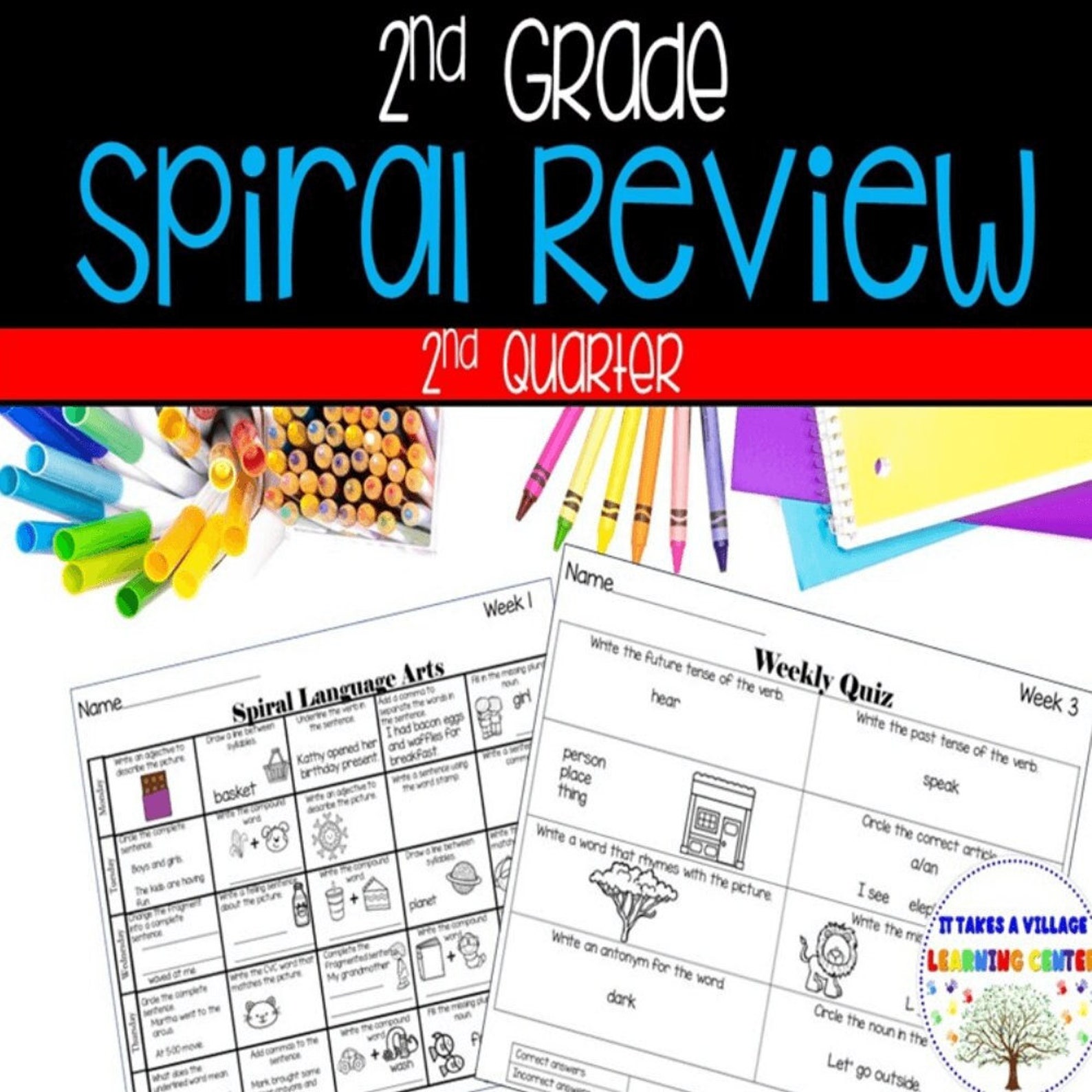 2nd Grade ELA Spiral Review Language Arts Worksheets Daily ELA Warm Ups ...
