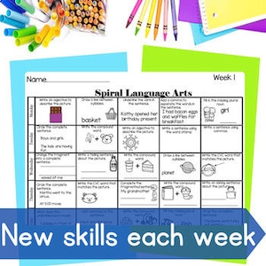 2nd Grade ELA Spiral Review Language Arts Worksheets Daily ELA Warm Ups ...