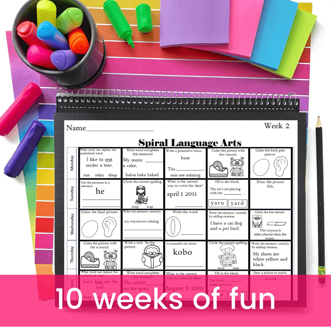 1st Grade ELA Spiral Review Worksheets - Antonym & Synonym - Blends ...