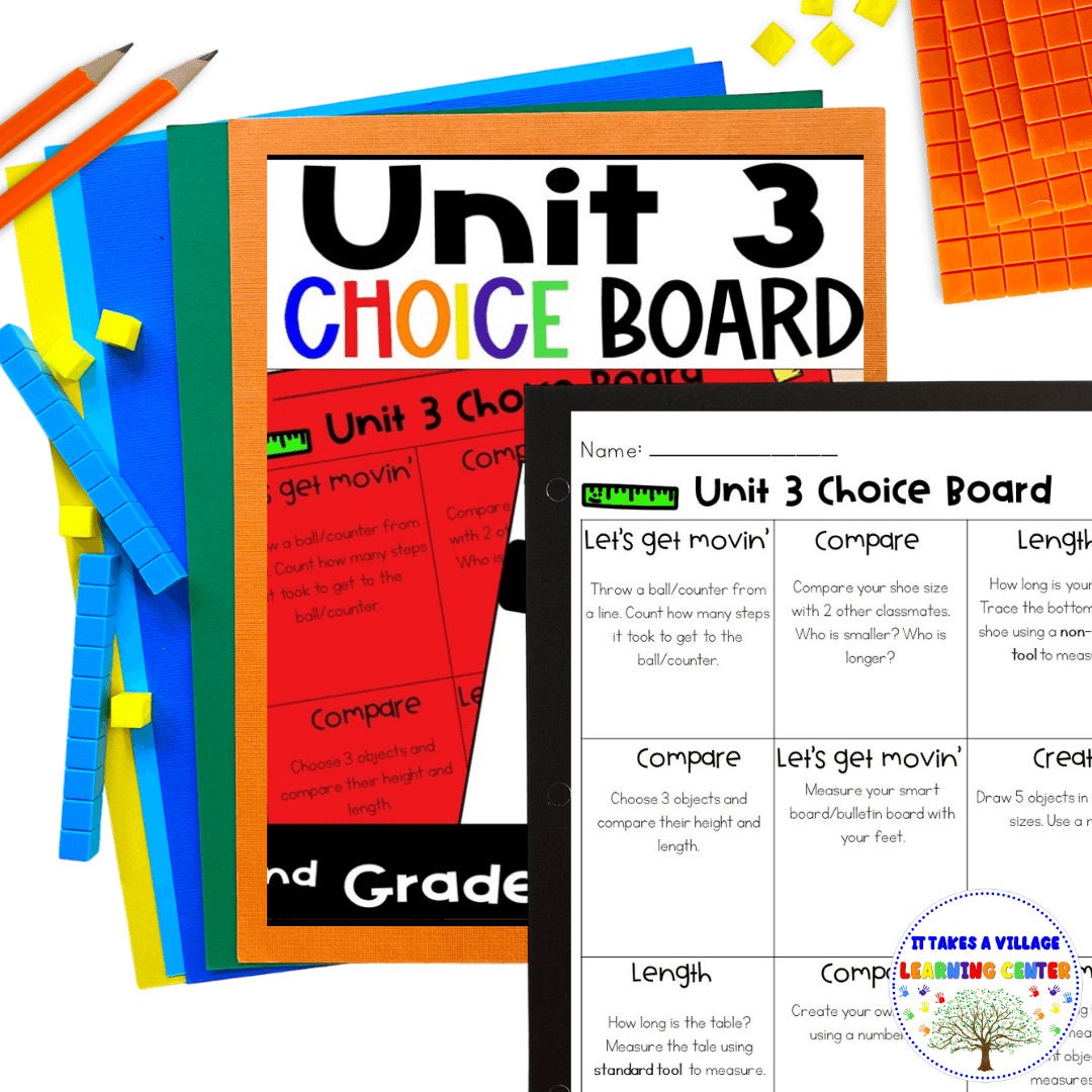 2nd Grade Math Activities, Choice Board, Measuring Practice, Early ...