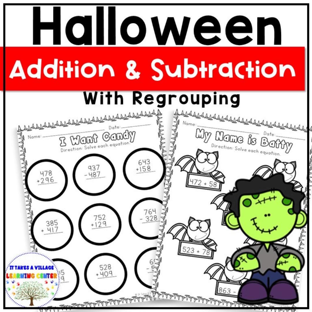 Halloween Math Worksheets: Addition & Subtraction Practice (PDF) - Etsy