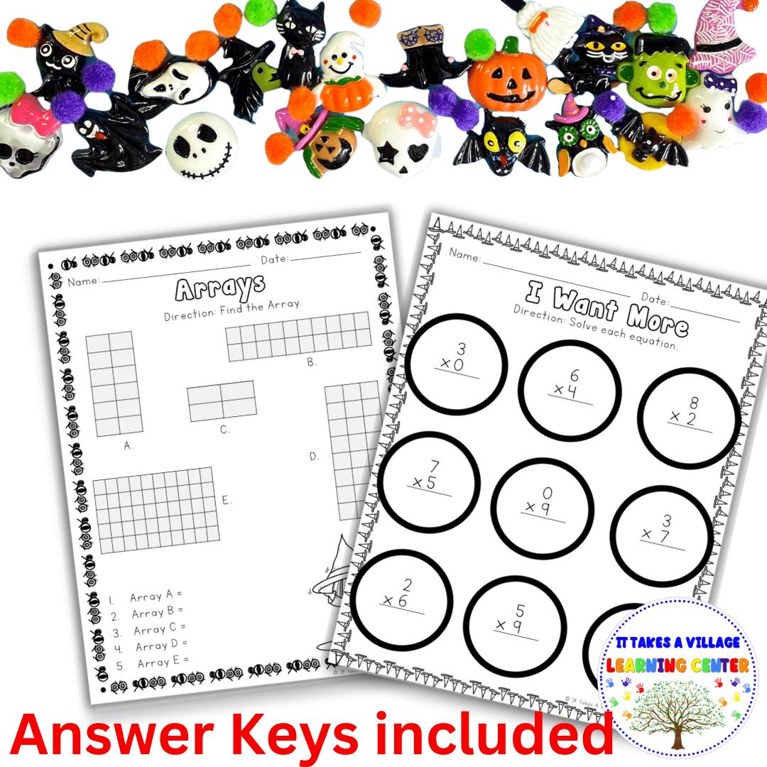 Halloween Math Worksheets: Multiplication Activity Packet for 3rd Grade ...