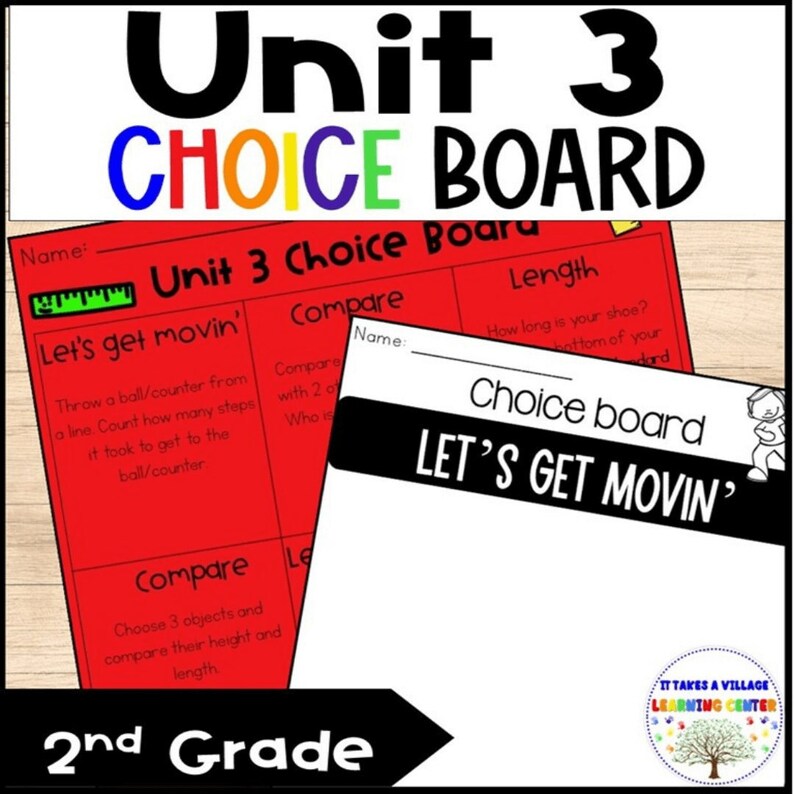 2nd Grade Math Choice Board: Measuring Length Activities - Etsy