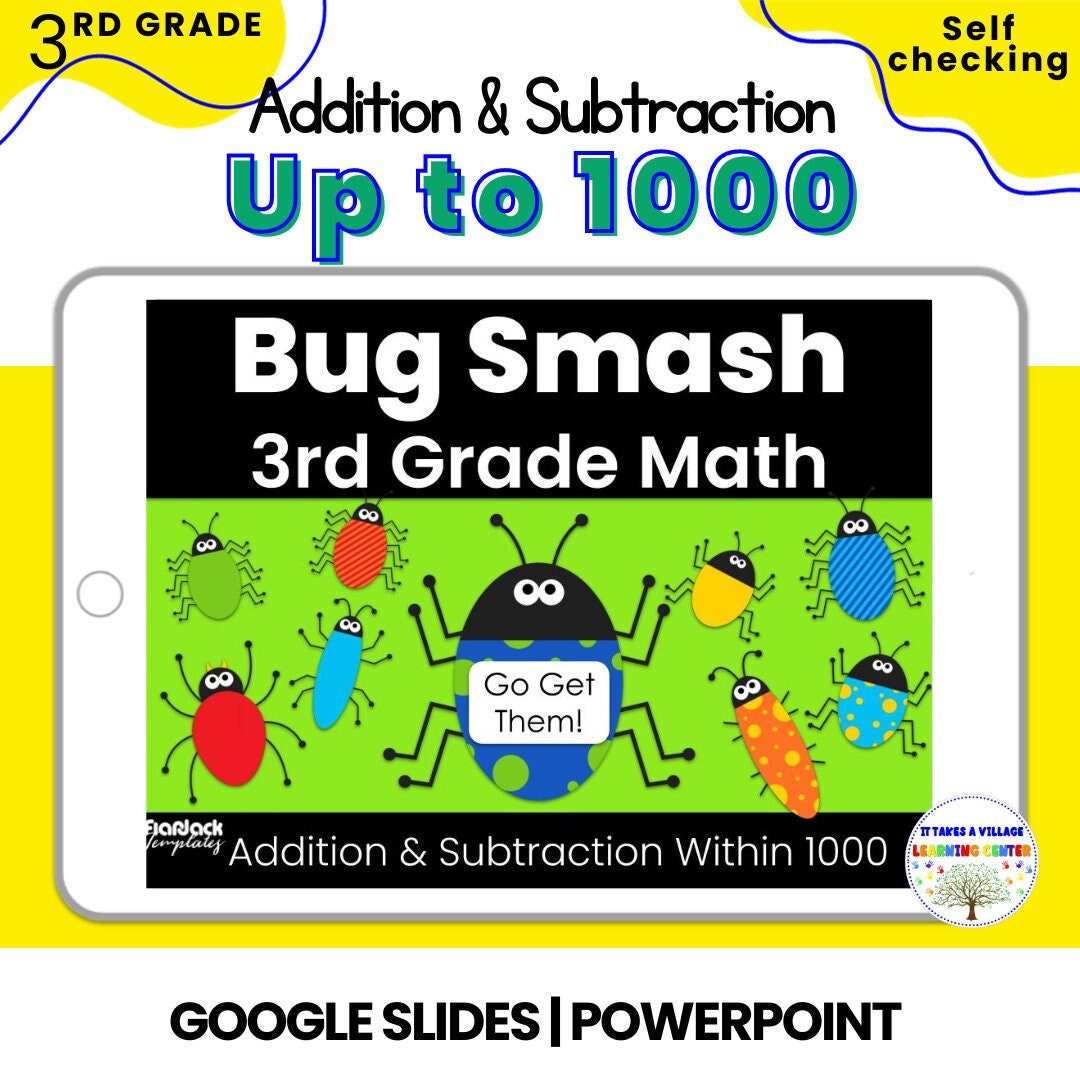 3rd Grade Math Game: Bug Smash Addition & Subtraction (powerpoint) - Etsy