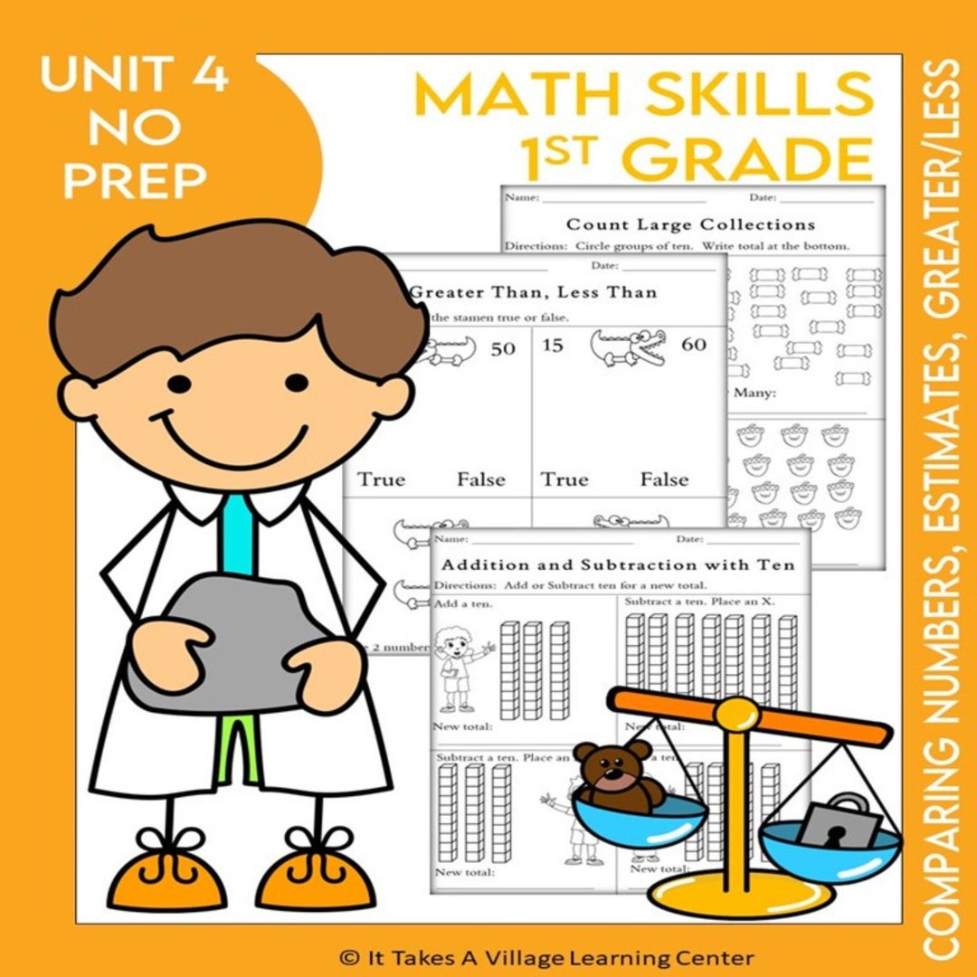 1st Grade Math Worksheets: Estimates & Comparing Numbers (IM Grade ...