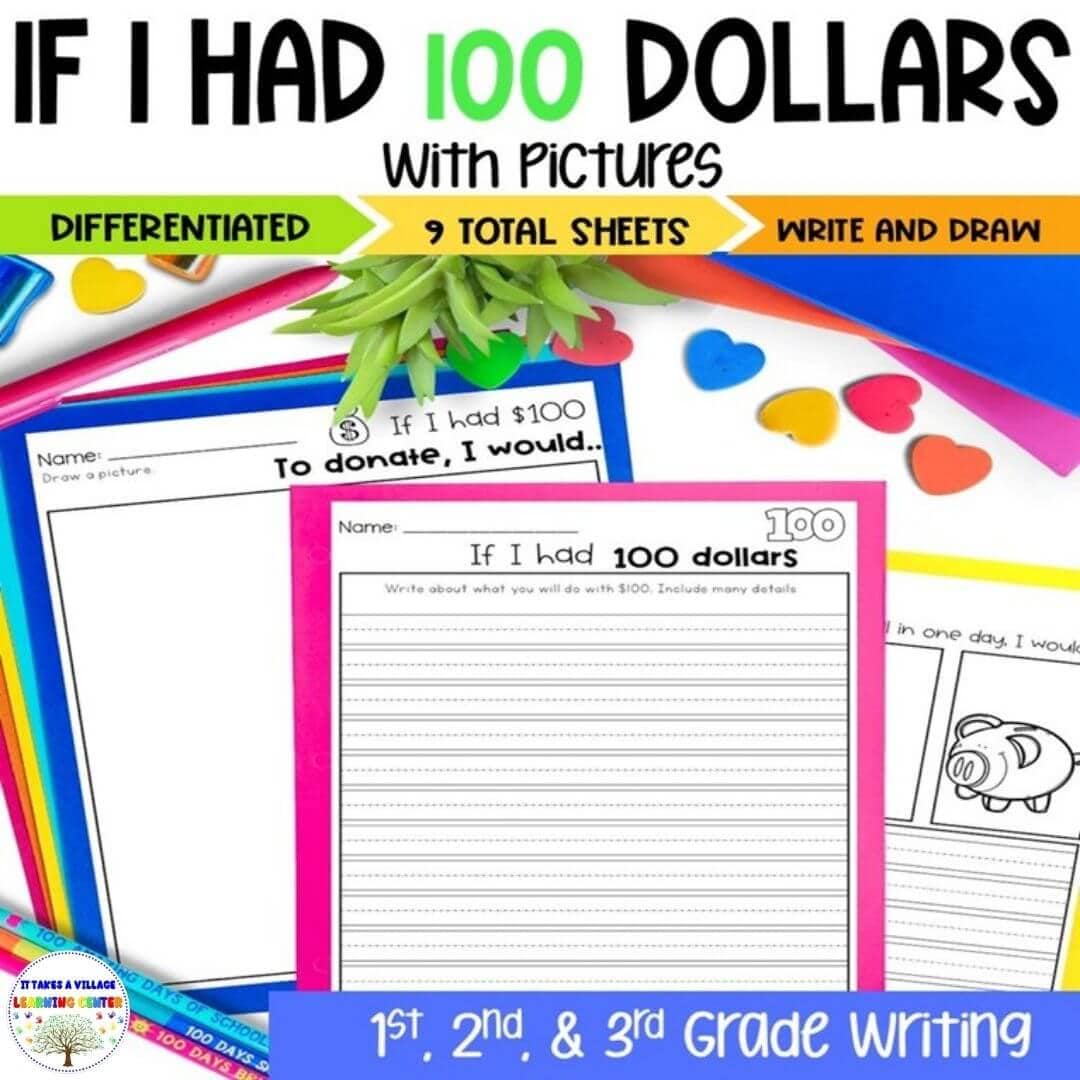 100th Day of School Writing Prompts for 3rd Grade Creative Writing ...