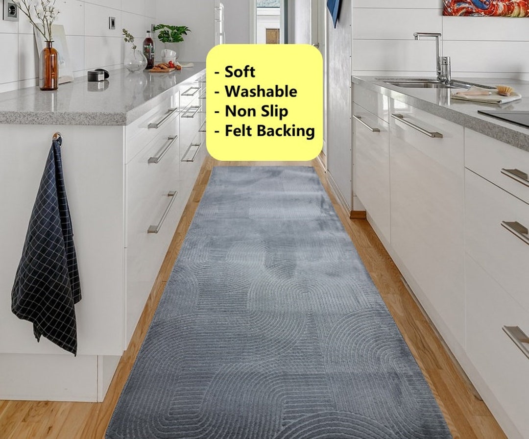 Anthracite Custom Size Rug Runner Non Slip Washable Felt Backing THICK ...