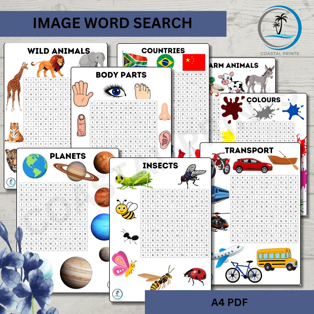 Kids' Image Word Search Bundle – Fun Categories | Printable Digital ...