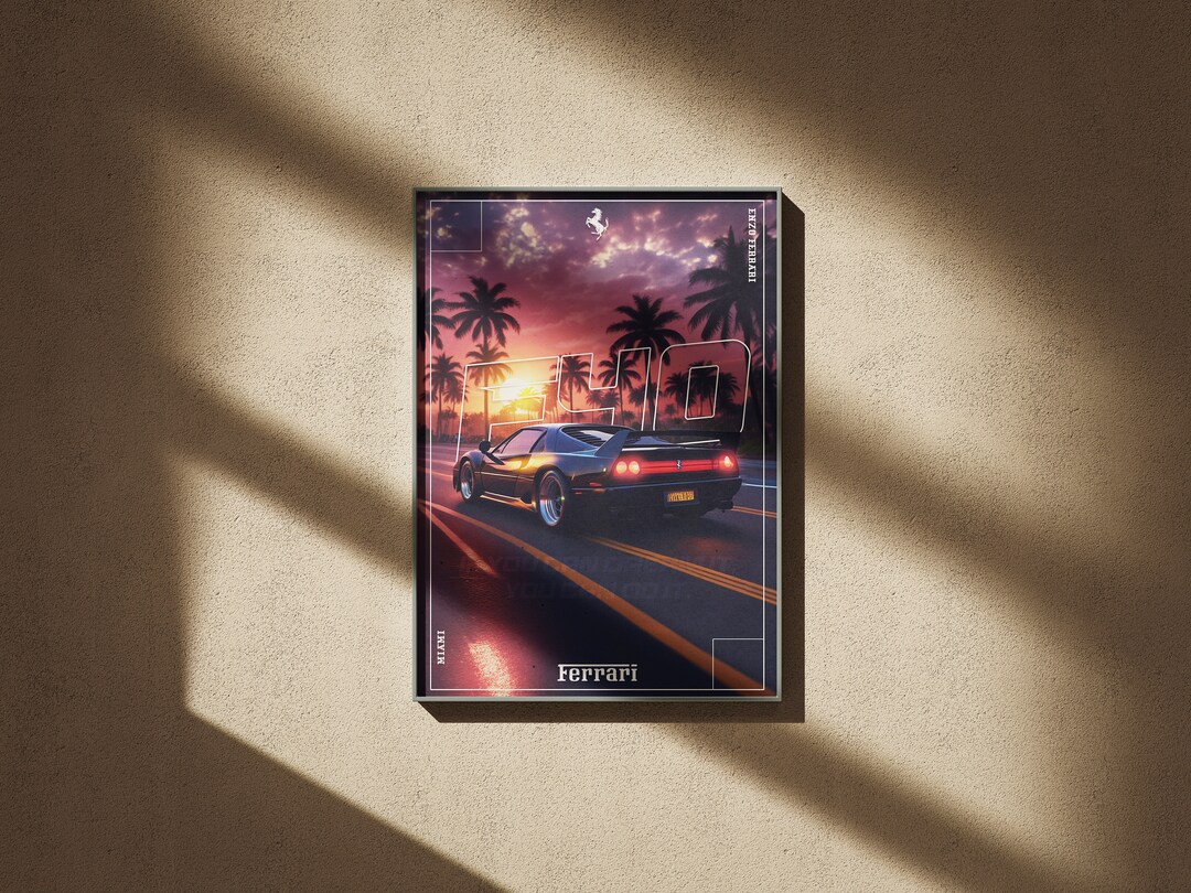 Ferrari F40 Art Print | Sunset Supercar Poster (digital Download ...