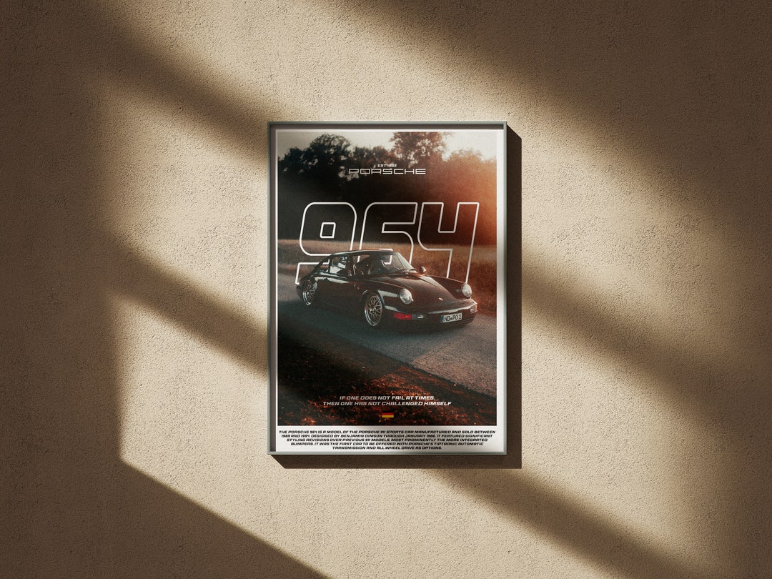Porsche 911 964 Poster | Porsche Car Art | Car Enthusiast Wall Art | A4 ...