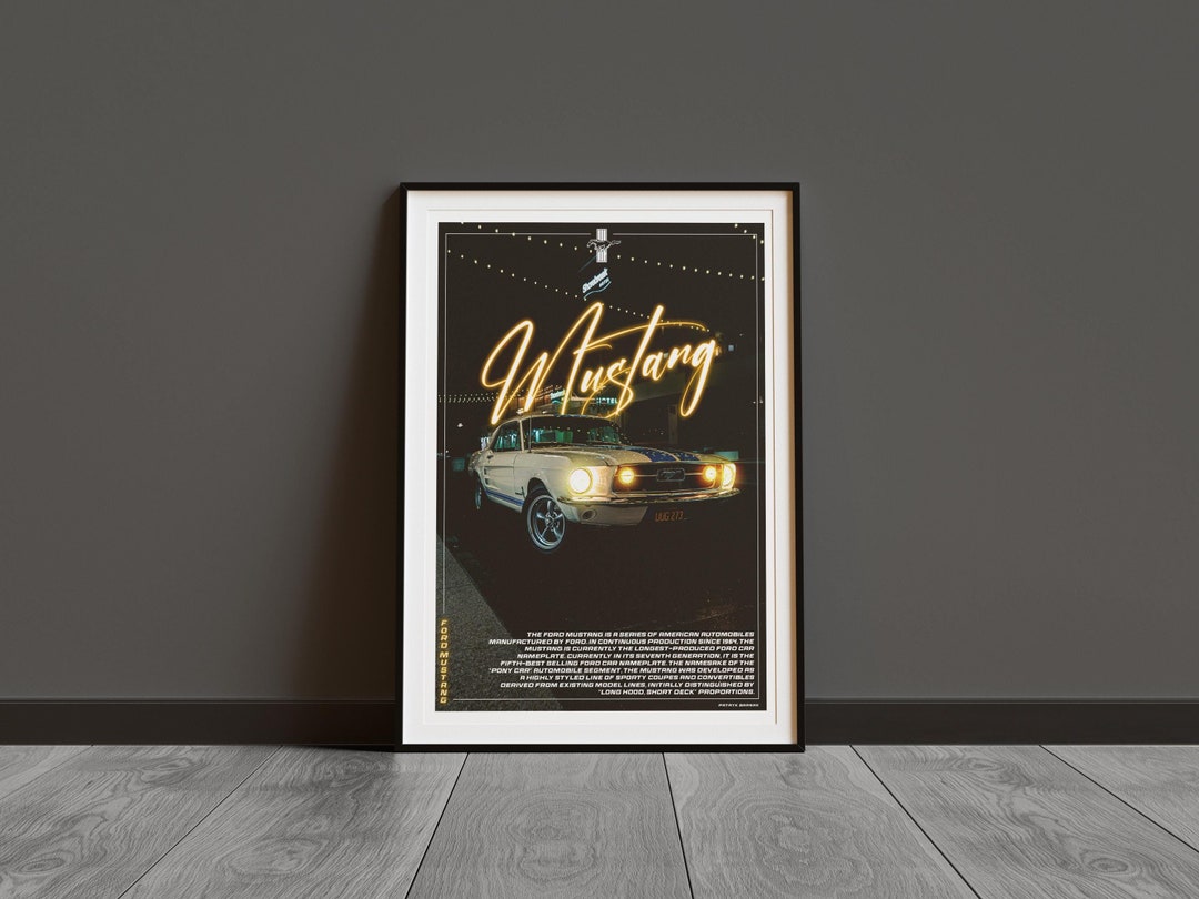 Ford Mustang Poster | Ford Car Art | Car Enthusiast Wall Art | A4 ...