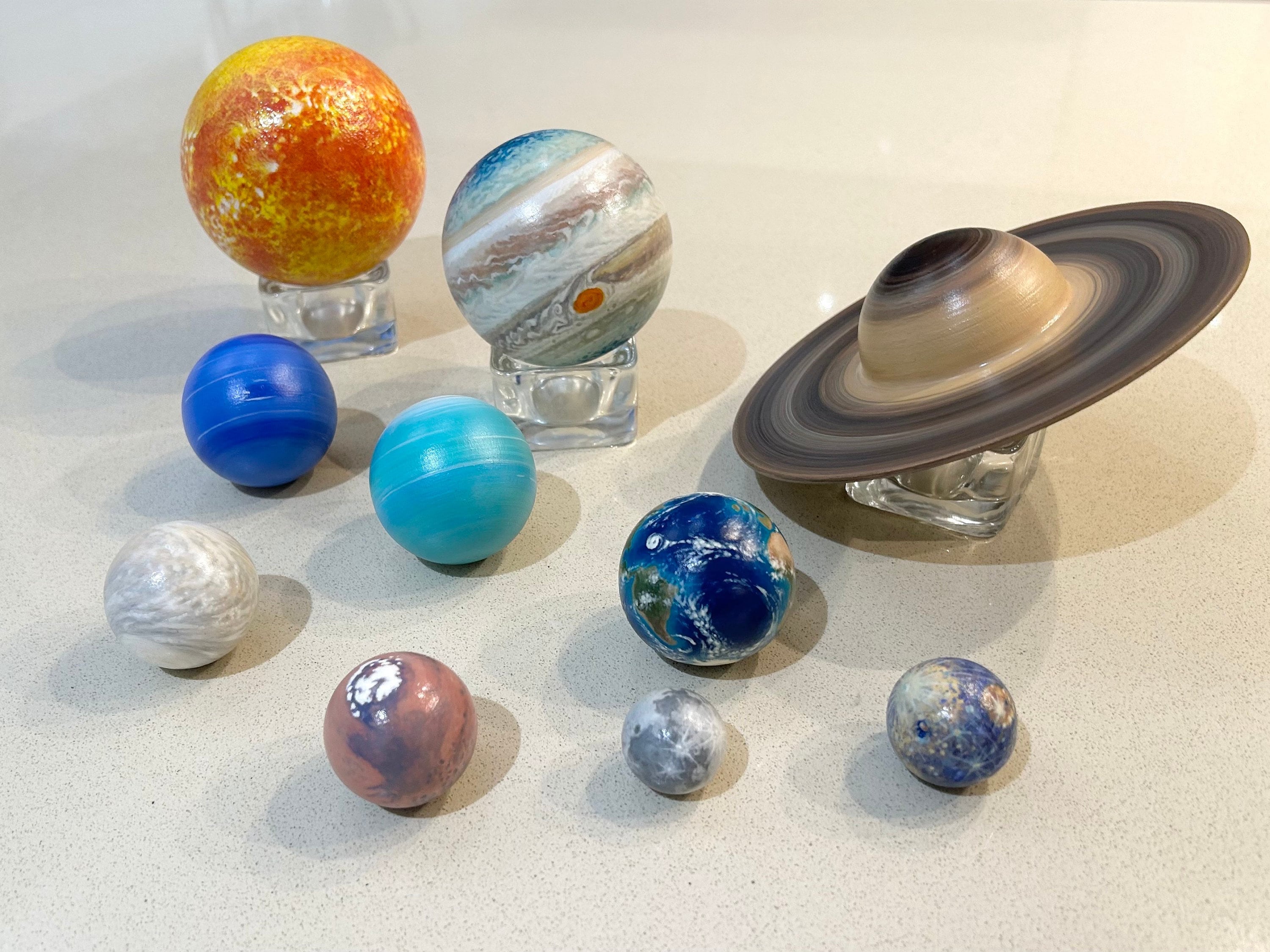 Hand-painted Wooden Solar System Planets, Sun, Moon, Astronomy Gift ...