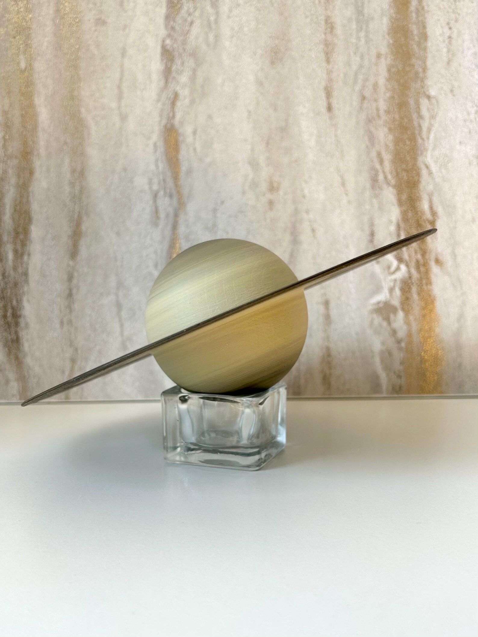 Hand-painted Saturn Sculpture, 3 Inch Walnut Sphere With Ring - Etsy