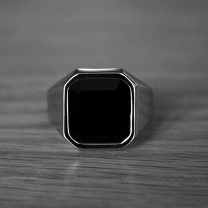 Square Onyx Signet Ring - Etsy