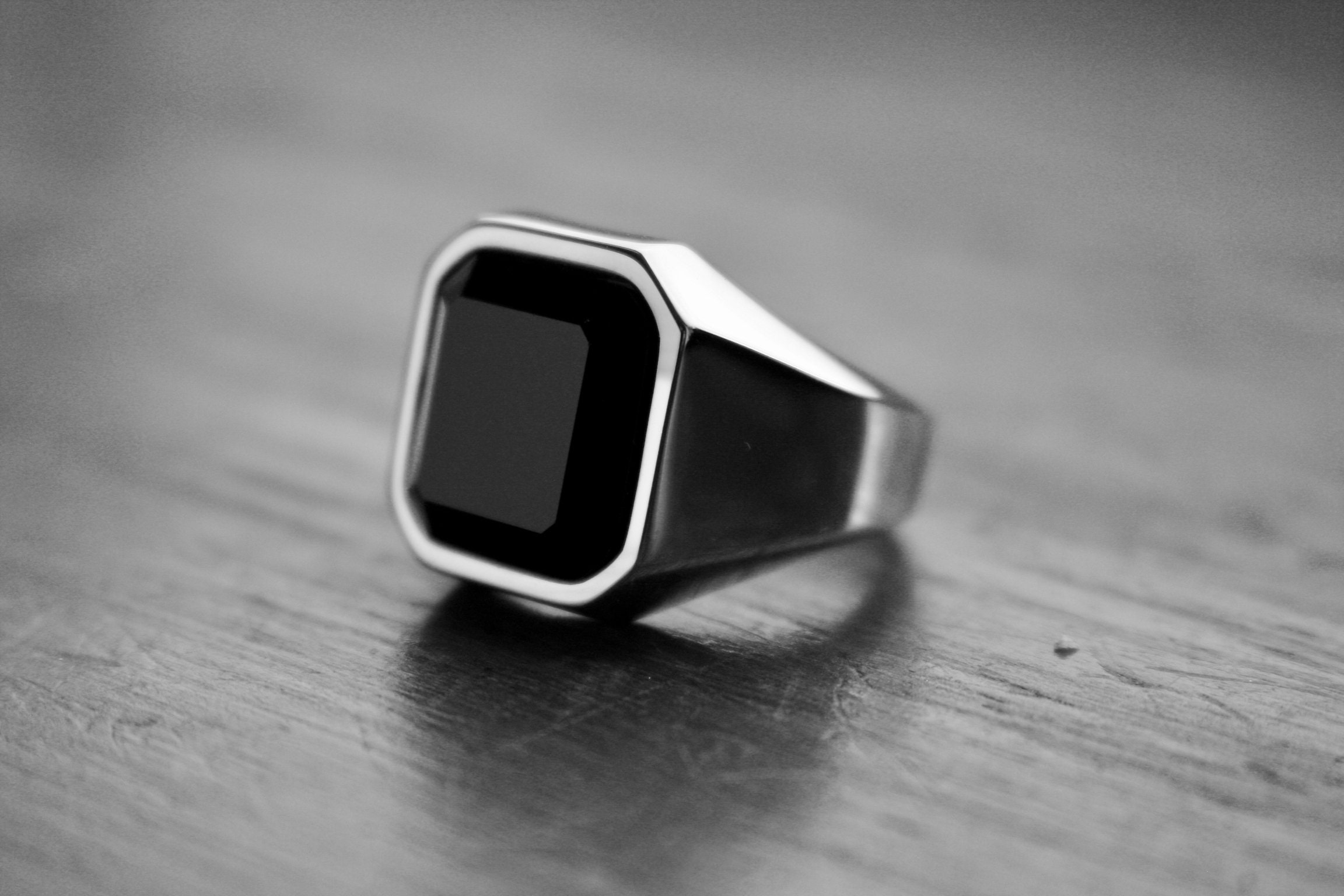 Square Onyx Signet Ring - Etsy