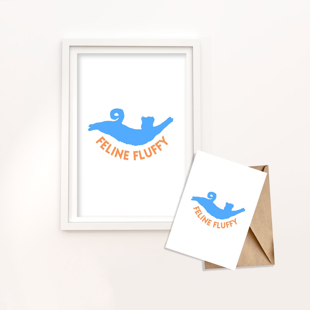 Fluffy Cat Printable Cat Card Word Art Cat Wall Art Gift - Etsy