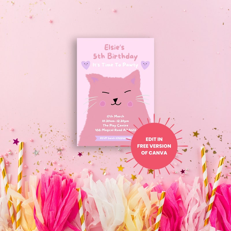 Cat Invitation - Etsy