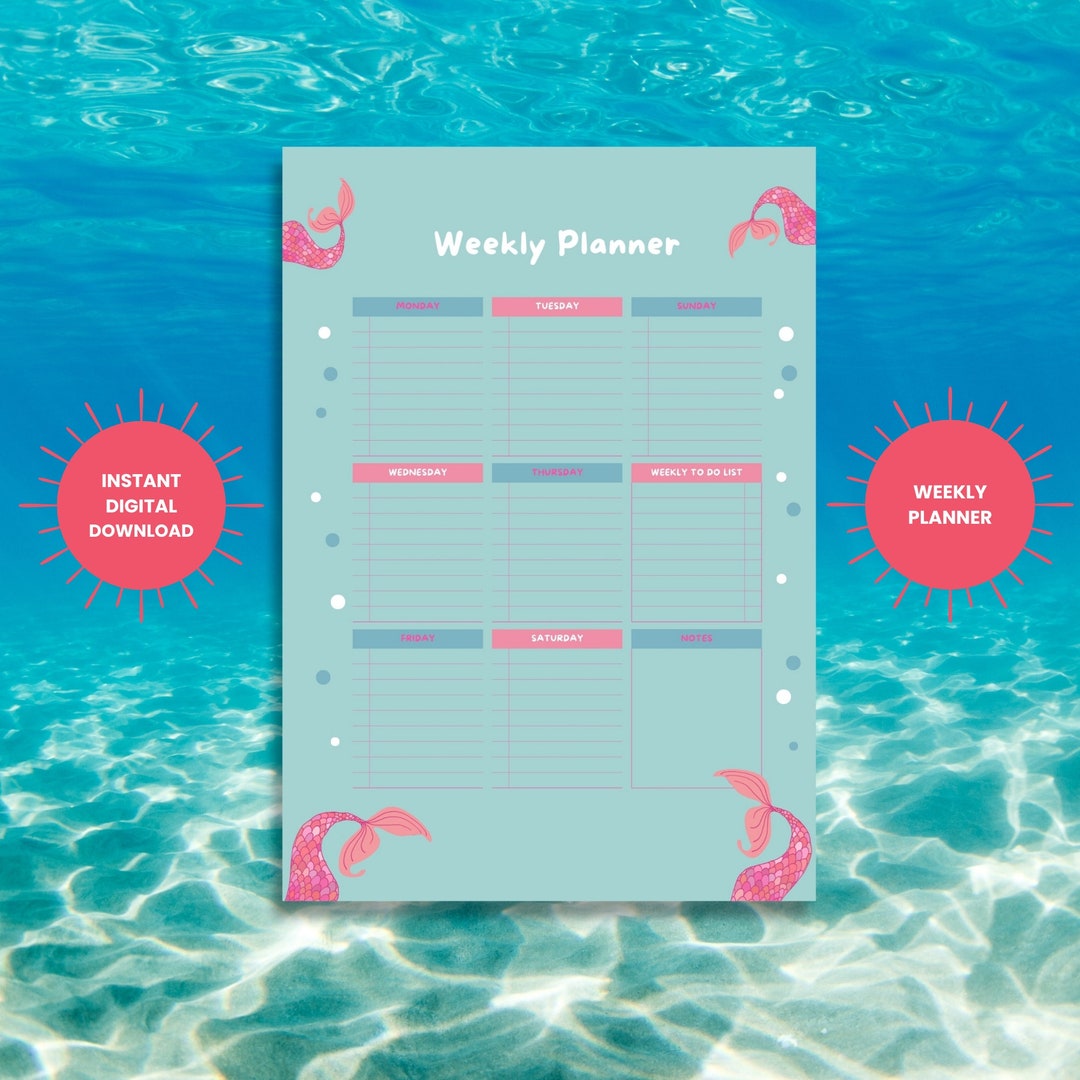 Mermaid Tail, Printable Weekly Planner, Instant Download, Mermaidcore ...