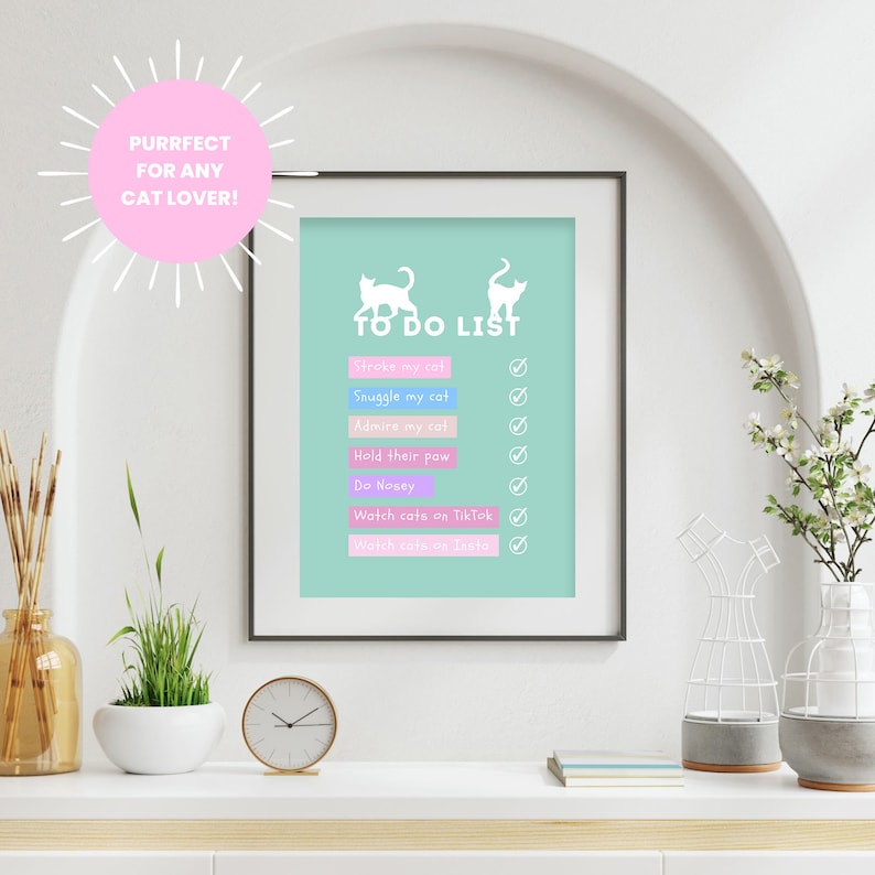 Cat to Do List Printable Cat Card Cat Lover Gift Cat - Etsy