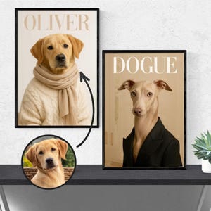 Custom Pet Portrait, Fashion Dog Poster, Dog Wall Art, Personalized Pet ...