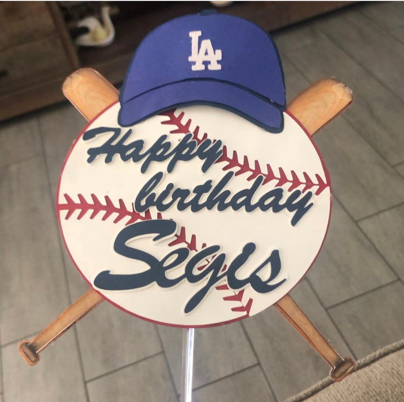 LA Dodgers Cake Topper Baseball Cake Topper Dodger Party - Etsy