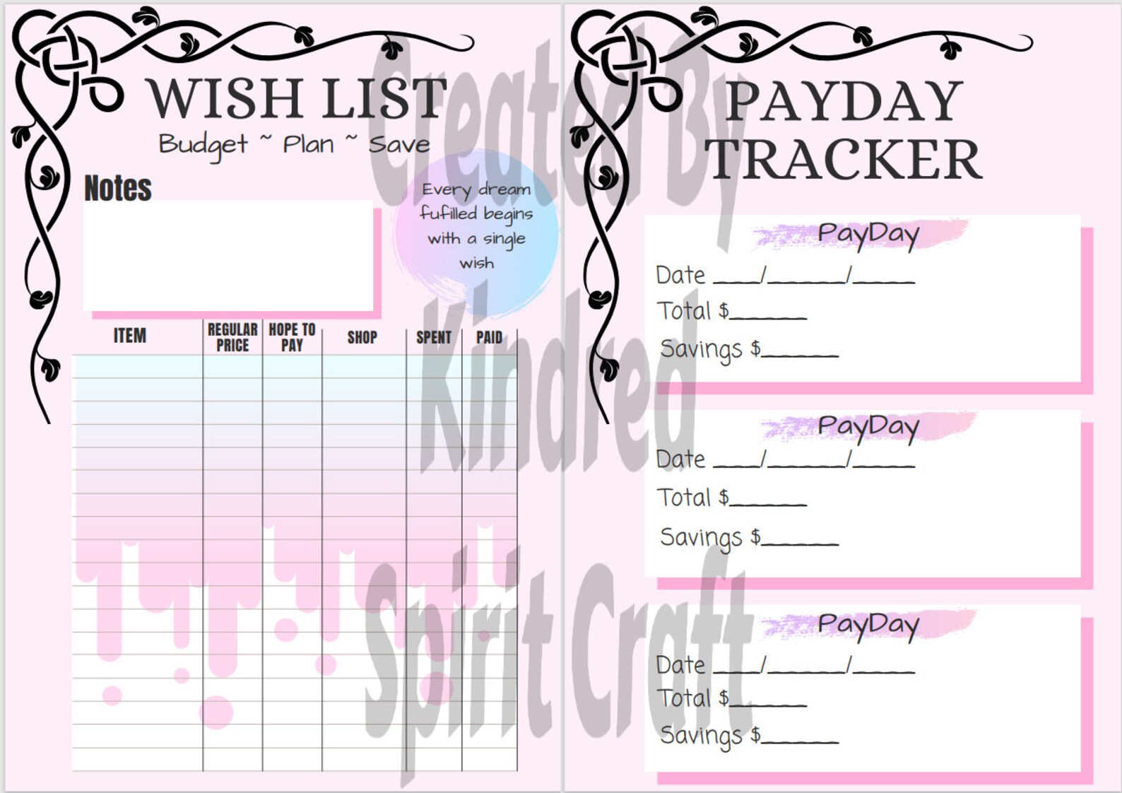 Pink Budget Binder PDF Pages - Etsy