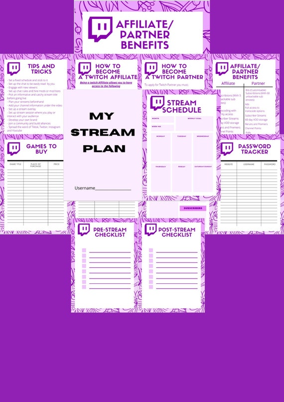 Twitch Streamer Binder Planner PDF File | Etsy Canada