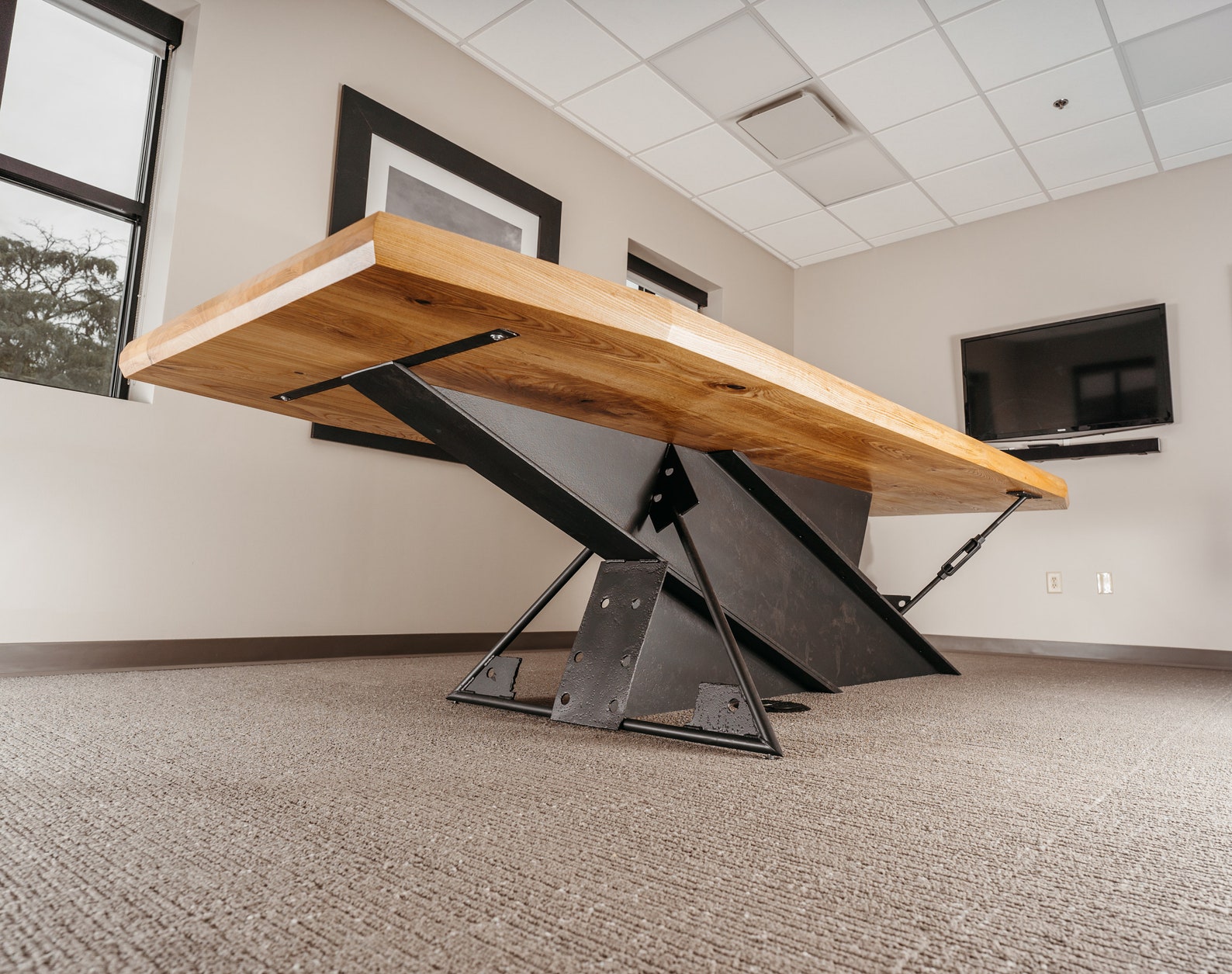Ash Slab Conference Table With Custom I-beam Base - Etsy