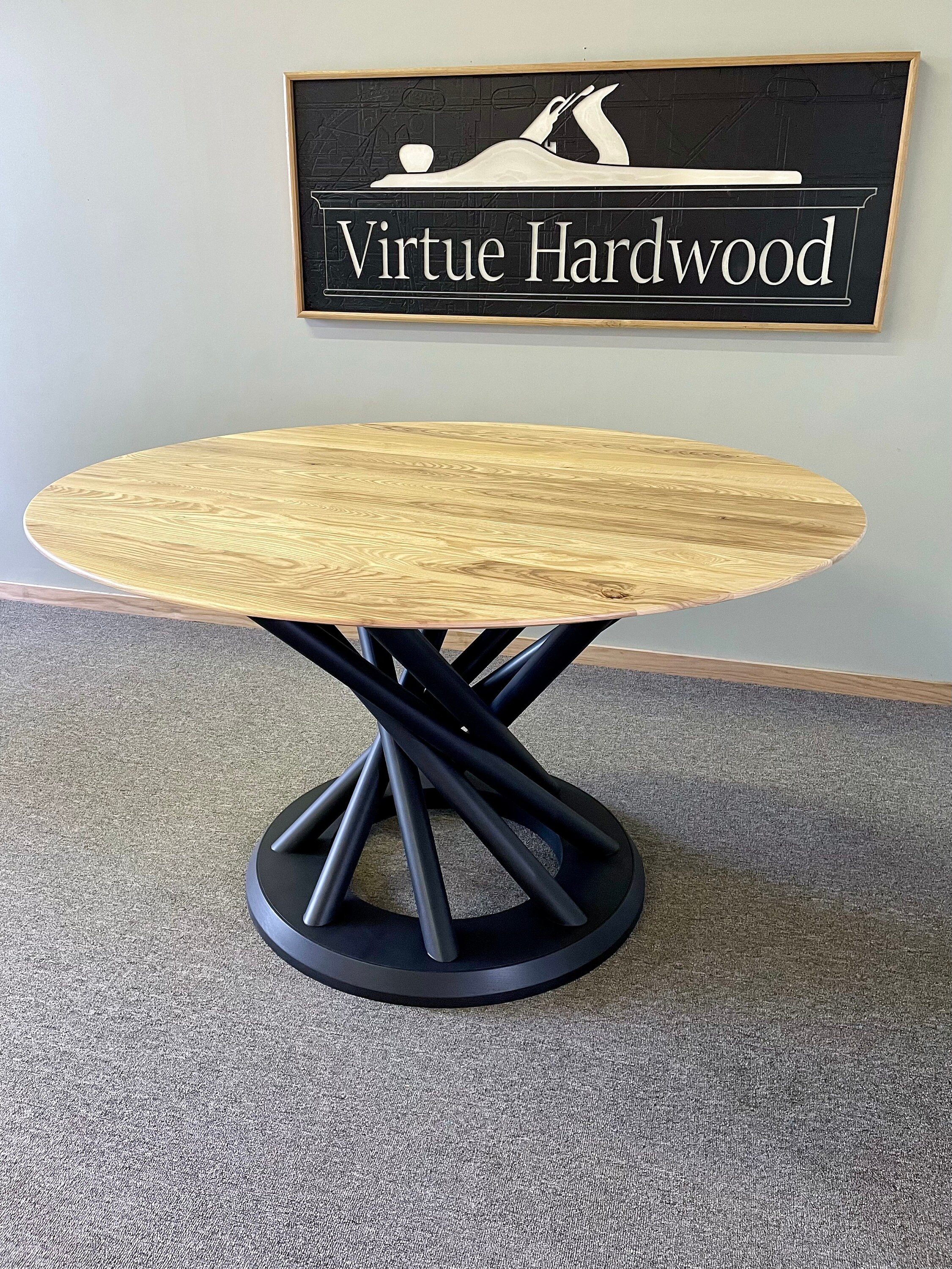 Spiral Solid Ash Dining Table With Custom Steel and Ash Base - Etsy