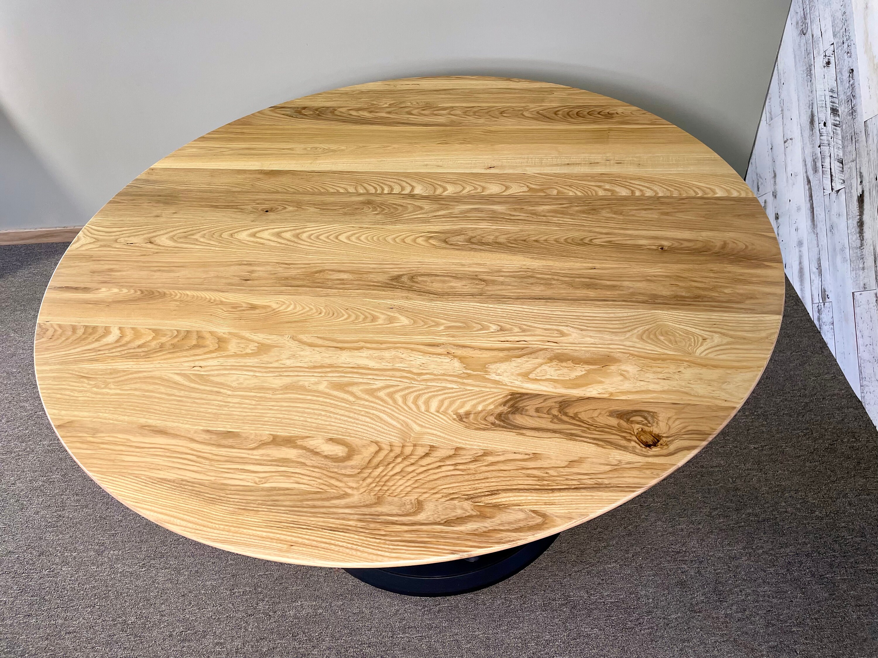 Spiral Solid Ash Dining Table With Custom Steel and Ash Base - Etsy