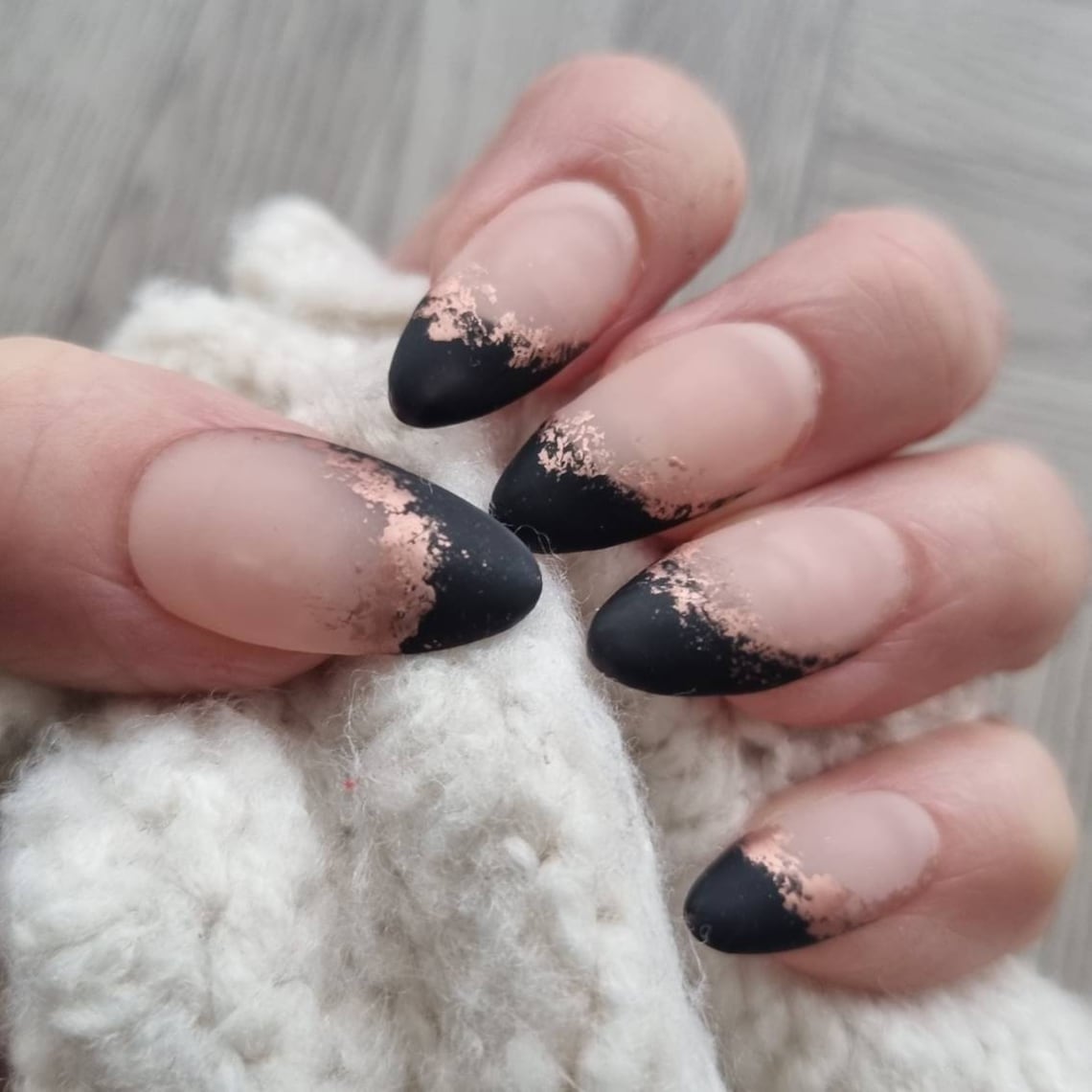 Rose Gold Matte French Manicure Nails. Black French Manicure Nails Rose ...